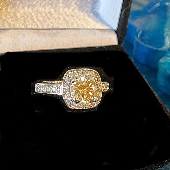 Source Unknown | Jewelry | 32 Ct Round Golden Yellow Moissanite Diamond ...
